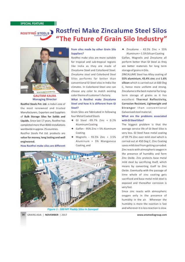 Advantages of Rostfrei Make Zincalume Steel Silos | PDF