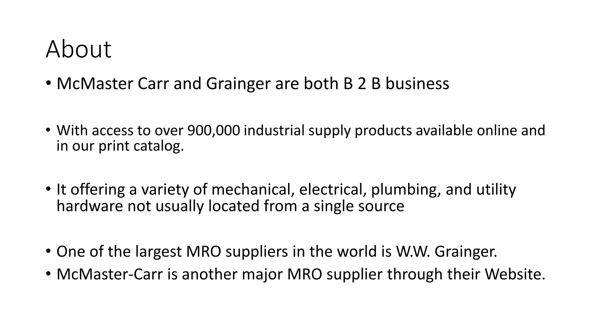 Grainger and mcmaster carr supply chain | PPTX