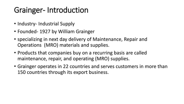 Grainger and mcmaster carr supply chain | PPTX
