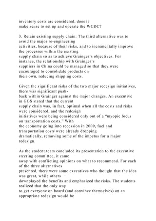 Grainger Re-Engineering an International Supply Chaincase.docx