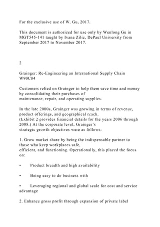 Grainger Re-Engineering an International Supply Chaincase.docx