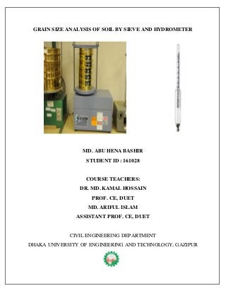 Grain size analysis of soil by sieve and hydrometer | PDF