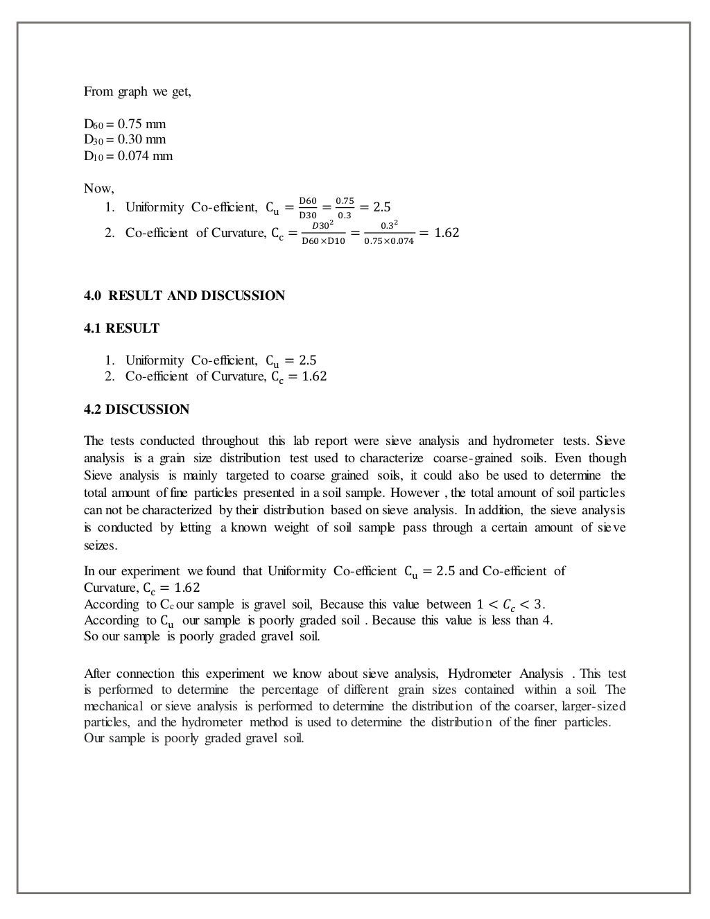 Grain size analysis of soil by sieve and hydrometer | DOCX