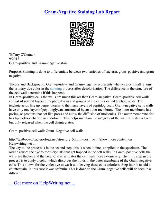 Gram-Negative Staining Lab Report | PDF