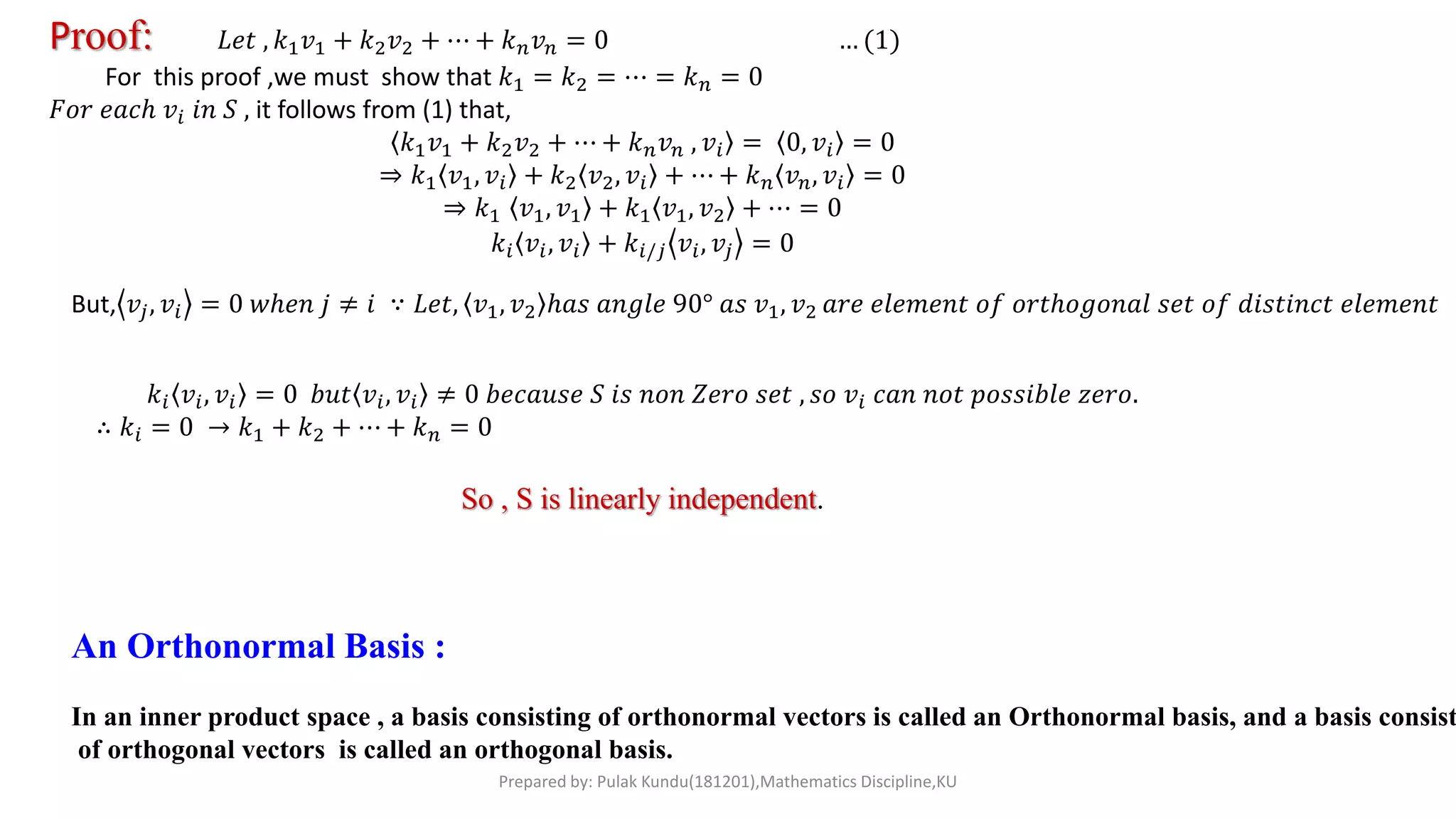 Gram-Schmidt process linear algbera | PPTX