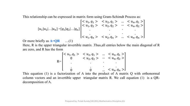 Gram-Schmidt process linear algbera | PPT