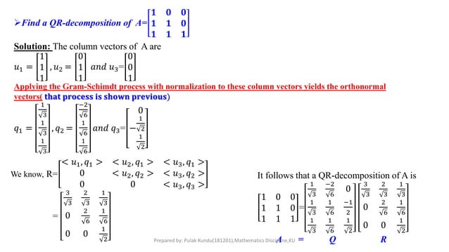 Gram-Schmidt process linear algbera | PPT