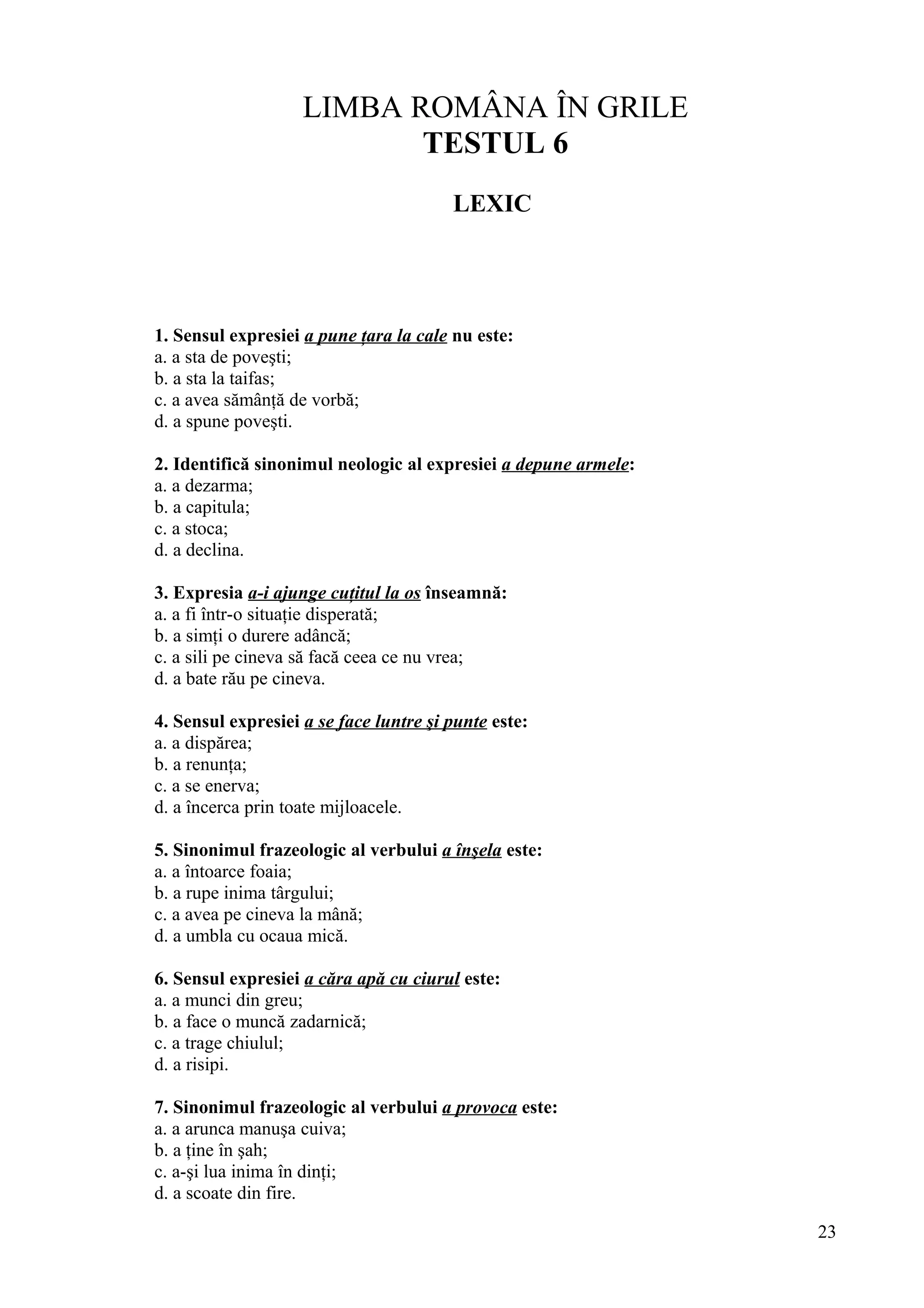 Gramatica limbii-romane-teste-grila | PDF