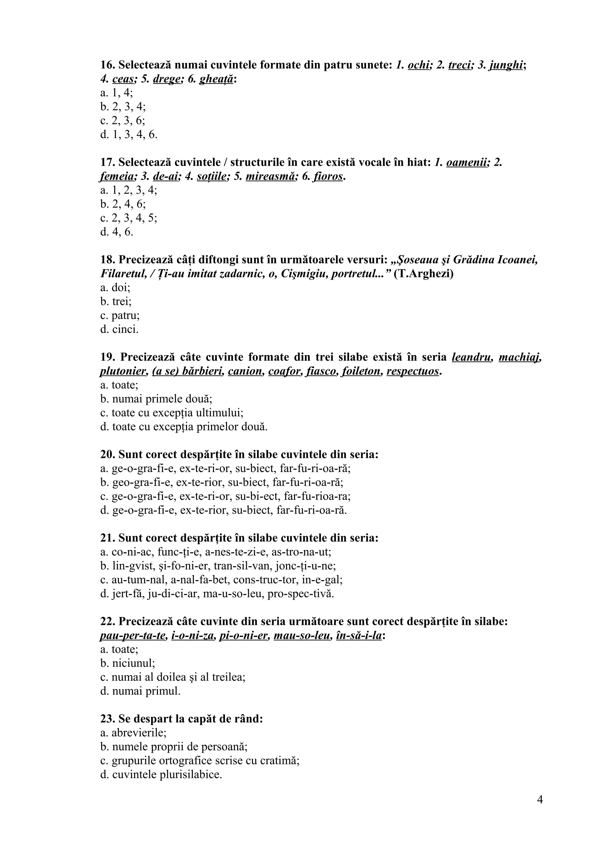 Gramatica limbii-romane-teste-grila | PDF