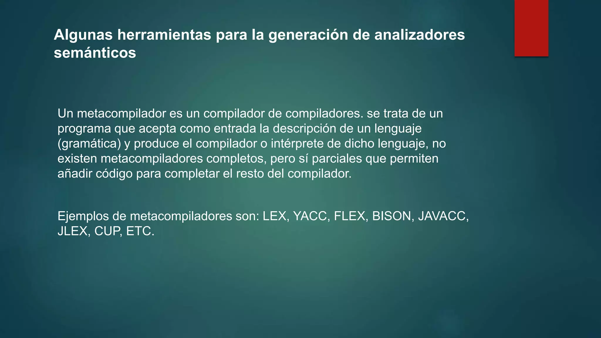 Gramatica de atributos para el analisis semantica | PPTX