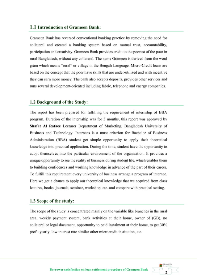 Grameen bank (intern) | PDF | Business Banking & Finance | Business
