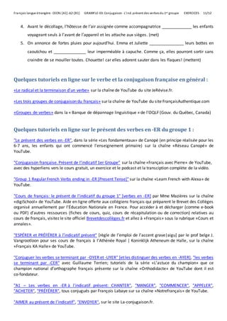 L'indicatif présent des verbes du 1er groupe à 2 bases [verbes en -CER ...