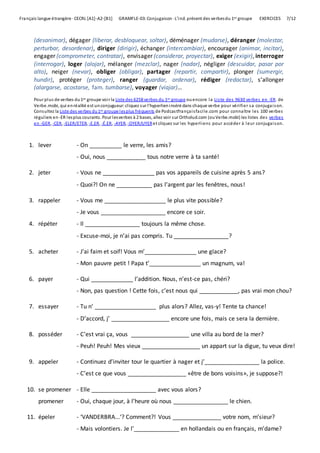 L'indicatif présent des verbes du 1er groupe à 2 bases [verbes en -CER ...