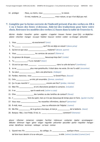 L'indicatif présent des verbes du 1er groupe à 2 bases [verbes en -CER ...