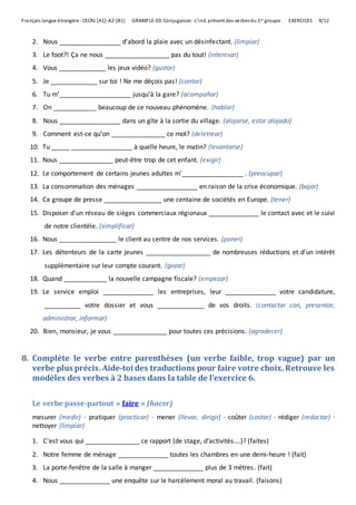 L'indicatif présent des verbes du 1er groupe à 2 bases [verbes en -CER ...