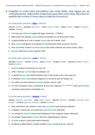 L'indicatif présent des verbes du 1er groupe · Exercices [CORRIGÉ] | DOCX