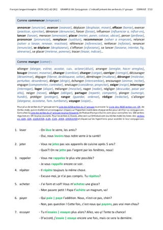 L'indicatif présent des verbes du 1er groupe · Exercices [CORRIGÉ] | PDF