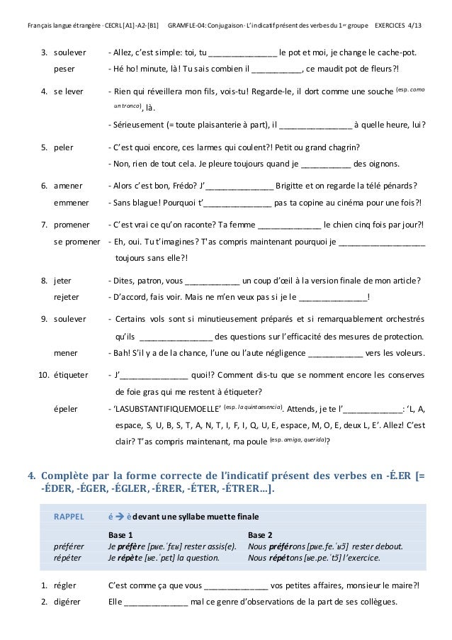 exercices ce2 présent 3ème groupe
