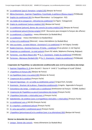 Formation et emploi des conditionnels présent et passé en français ...