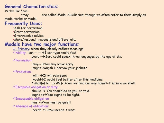 Modals general characteristics- Modals of Ability | PPT