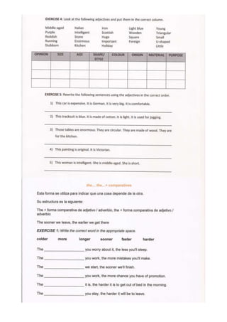 Practice adjectives and the the comparative | PDF