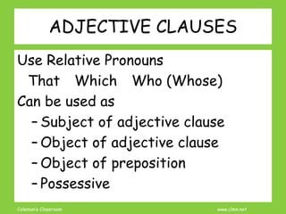 Adjective Clause Review and Practice | PPT