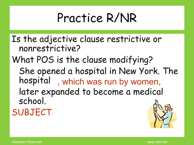 Review Restrictive/Nonrestrictive Adjective Clauses | PPTX