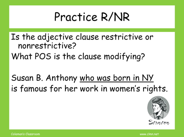 Review Restrictive/Nonrestrictive Adjective Clauses | PPTX