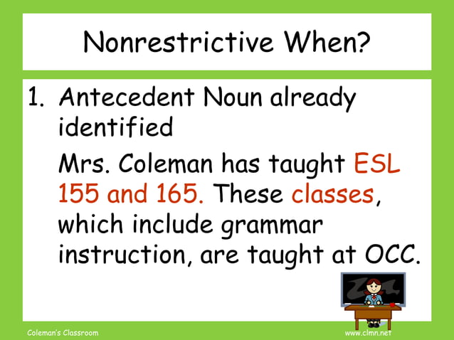 Review Restrictive/Nonrestrictive Adjective Clauses | PPTX