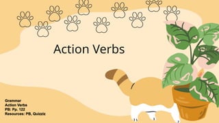 Grammar Action Verbs for lower grades (1,2,3,4,5) | PPTX
