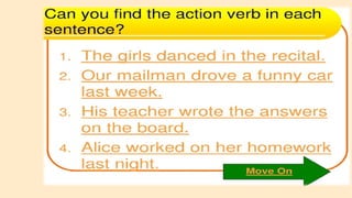 Grammar Action Verbs for lower grades (1,2,3,4,5) | PPTX