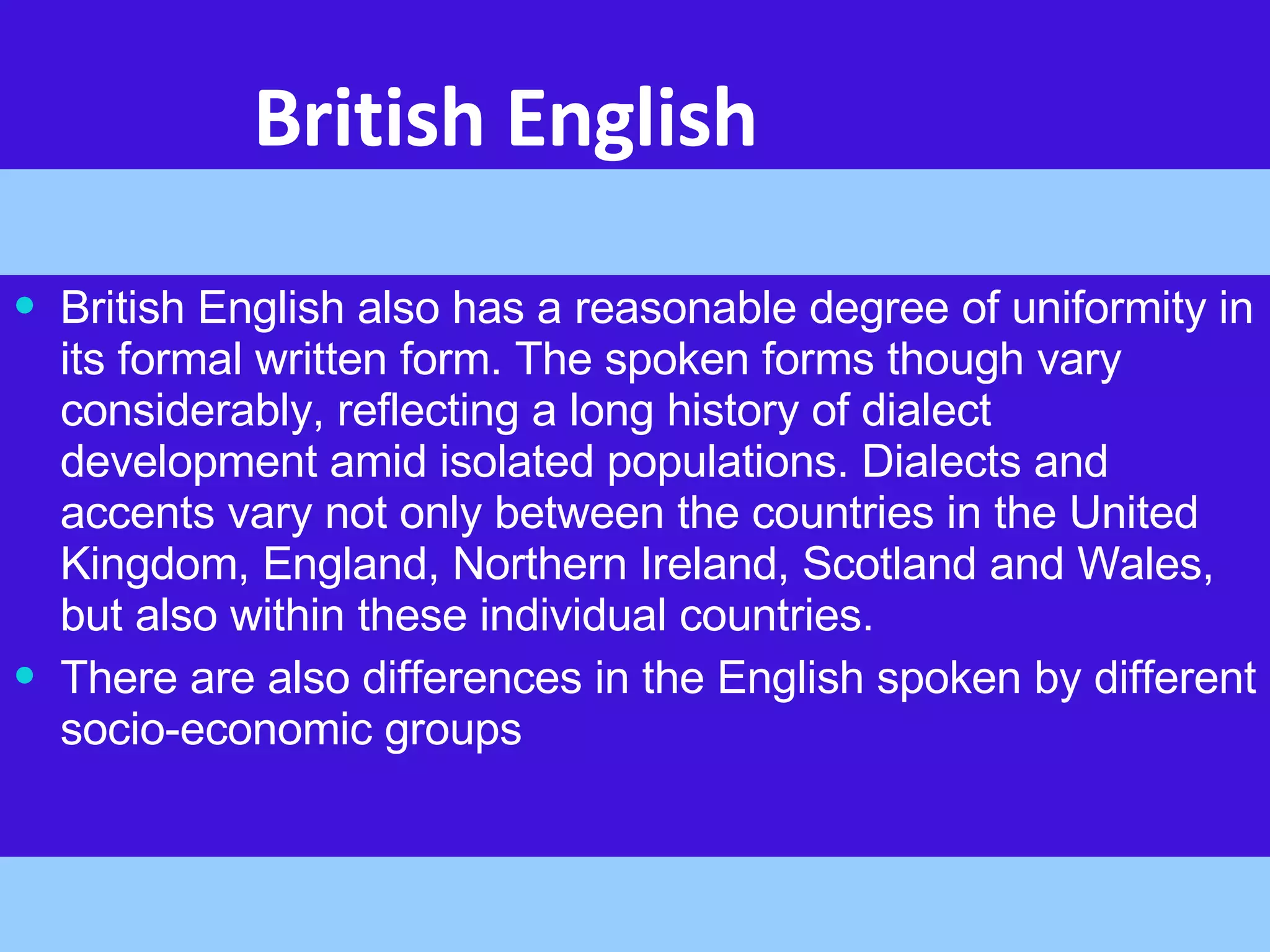 Grammar And Vocabulary Of American And British English | PPT