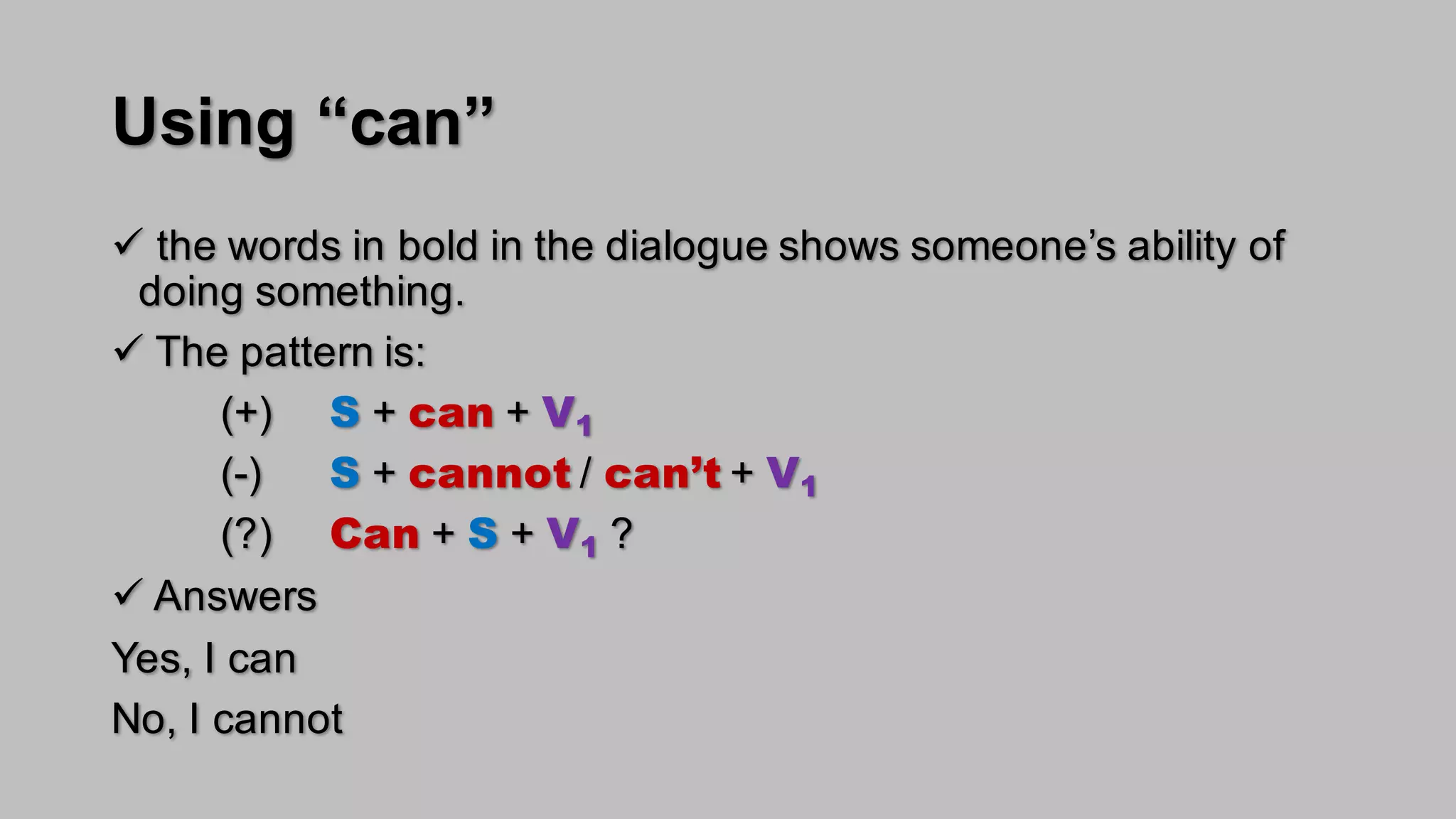 Grammar - CAN and CAN'T | PDF