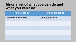 Grammar - CAN and CAN'T | PDF