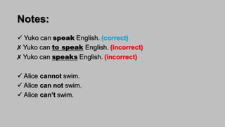 Grammar - CAN and CAN'T | PDF