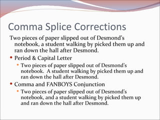 Punctuation - Commas & Comma Splices | PPT