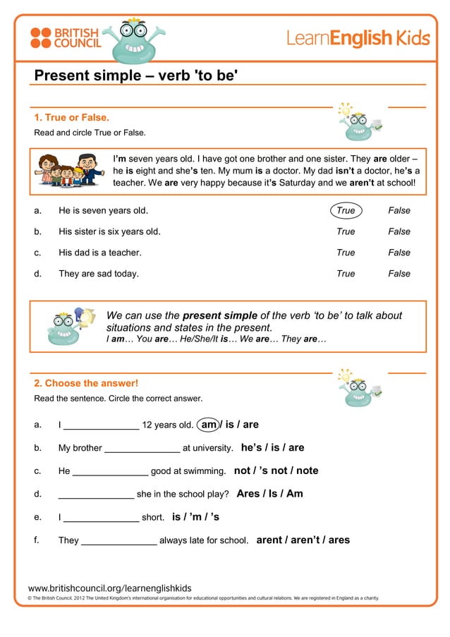 Grammar games-present-simple-verb-to-be-worksheet | PDF