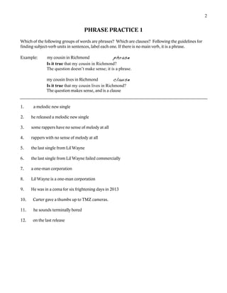 Grammar handout-phrase-vs-clause | PDF
