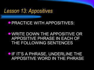 Grammar Lesson 13 And Diagramming | PPT