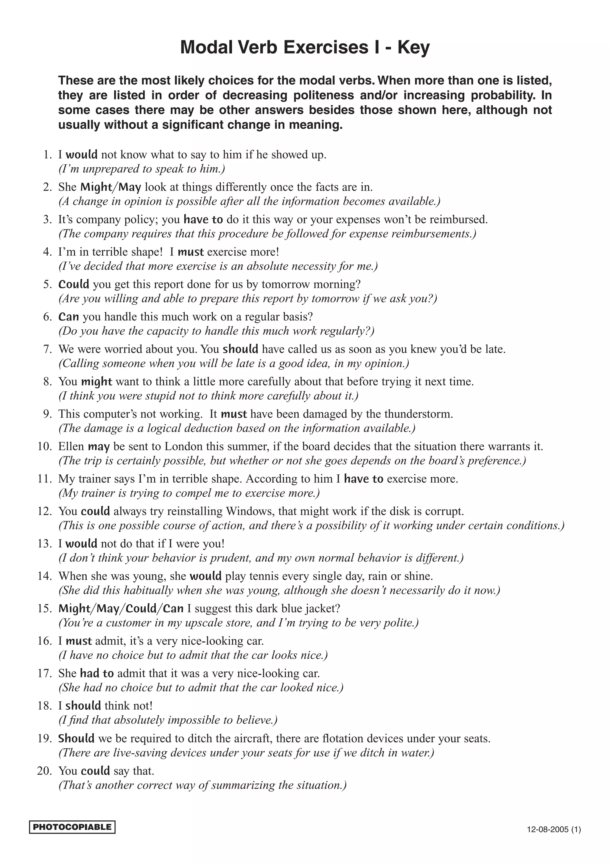 Grammar modal verbs i | PDF