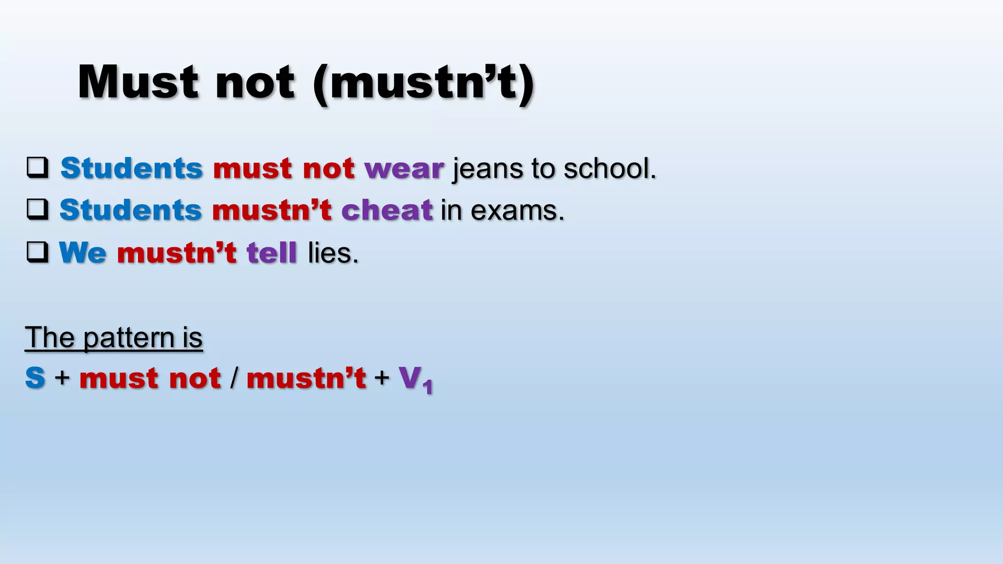 Grammar - MUST and MUSTN'T | PPT