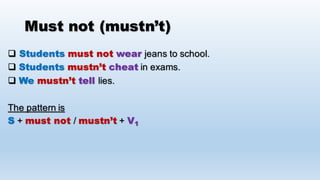 Grammar - MUST and MUSTN'T | PPT