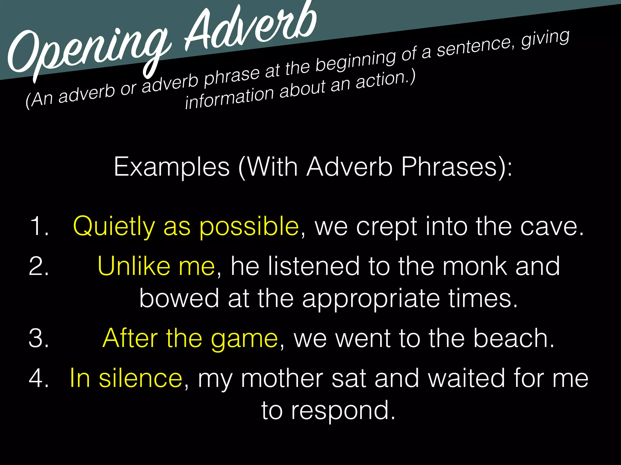 Opening Adjectives and Adverbs | PDF