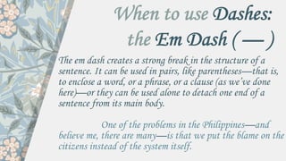 Grammar - Punctuations (Semicolon and Dashes) | PDF