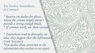 Grammar - Punctuations (Semicolon and Dashes) | PDF