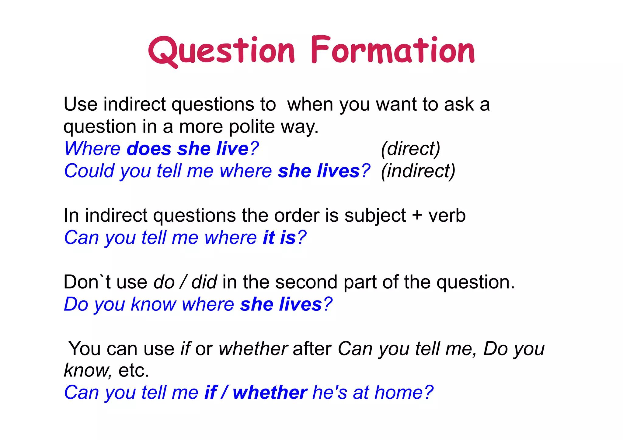 Grammar - question formation | PPT