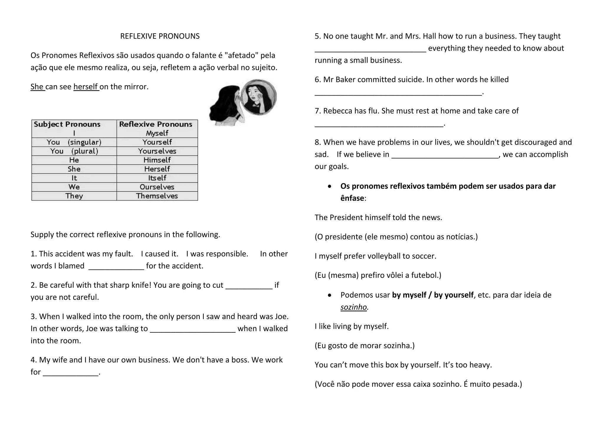 Grammar reflexive pronouns | PPT