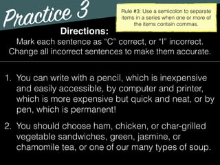 Grammar: Semicolons | PDF | Food & Drink