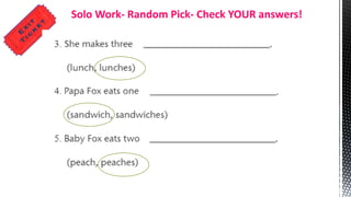 Grammar singular and plural nouns adding es | PPTX