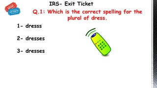 Grammar singular and plural nouns adding es | PPTX